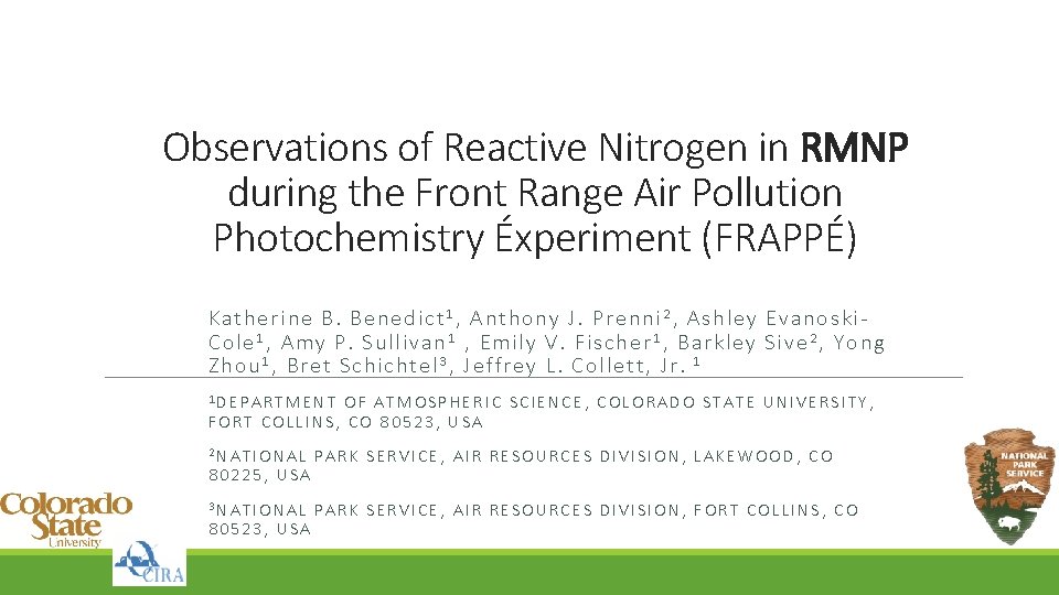 Observations of Reactive Nitrogen in RMNP during the
