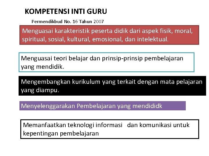 KOMPETENSI PEDAGOGIK GURU MATA PELAJARAN DAN GURU KELAS