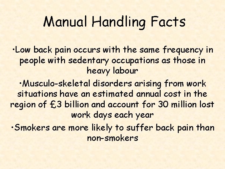 Manual Handling Ian Stone Health and Safety Advisor