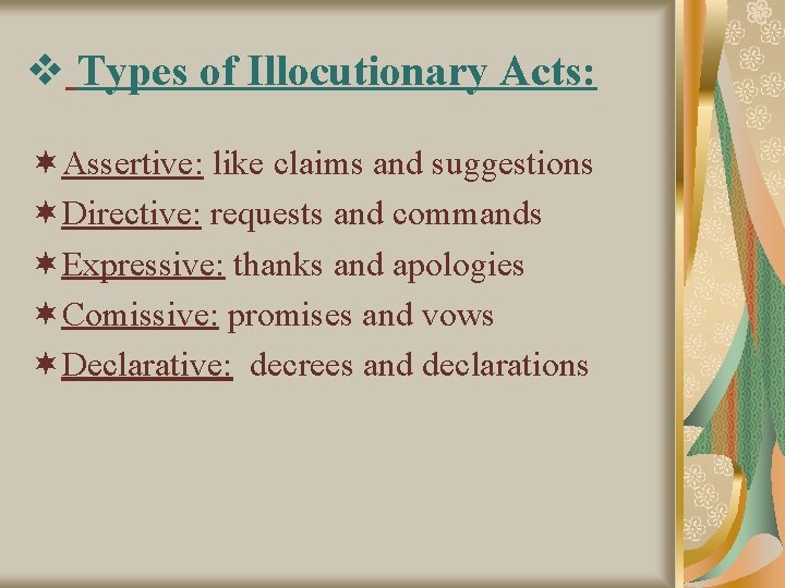Speech Act Theory Instructor Dr Khader v Outline