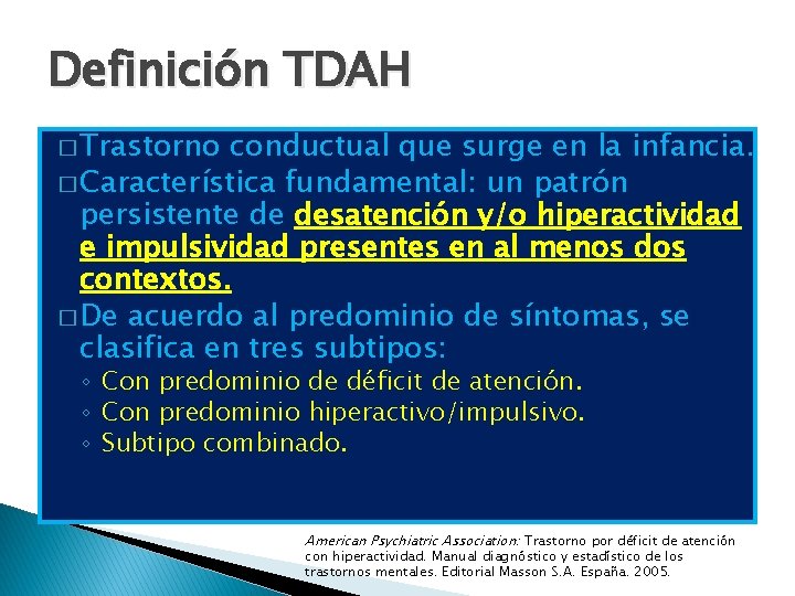 Trastorno de Dficit Atencional e Hiperactividad TDAH Interno