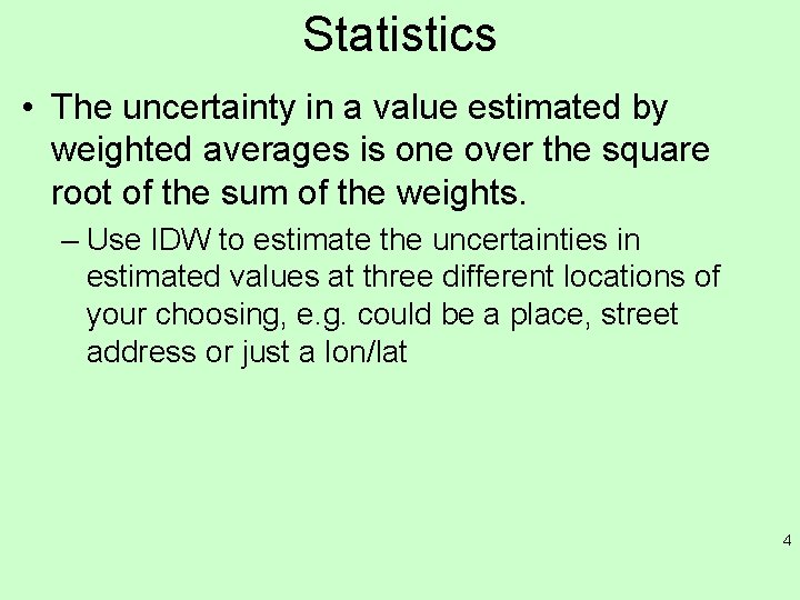 Lab geostatistics Peter Fox GIS for Science ERTH