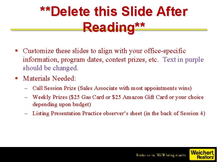 Delete this Slide After Reading Customize these slides