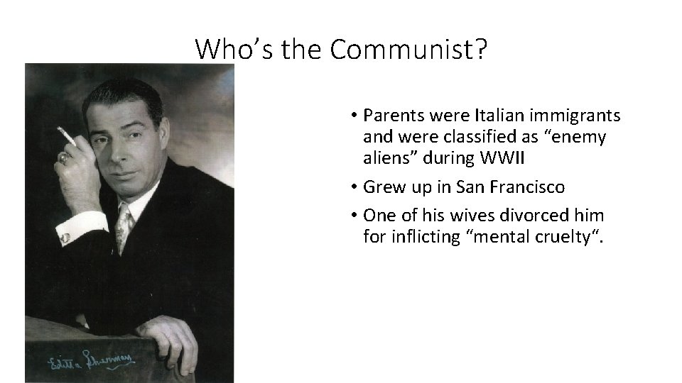 Whos the Communist Parents were immigrants Responsible for
