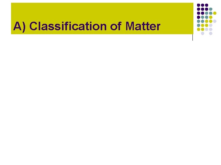 Matter and Change Mrs Coyle Chemistry A Classification