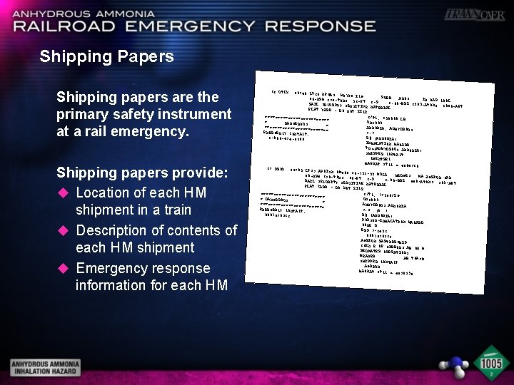 Transporting Hazardous Materials by Rail u Railroads transport