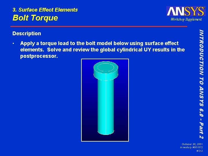 Workshop 3 Surface Effect Elements Bolt Torque 3