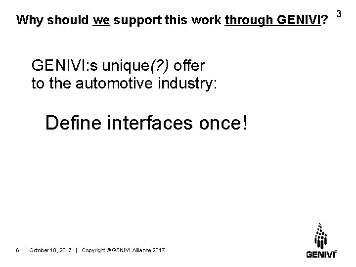 GENIVI W 3 C Collaboration October 10 2017