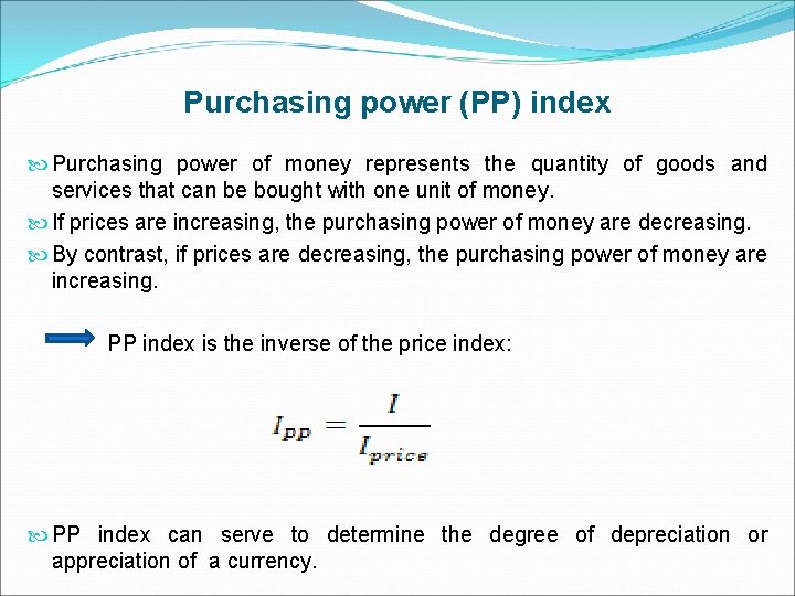 Inflation deflation and purchasing power Outline q Inflation