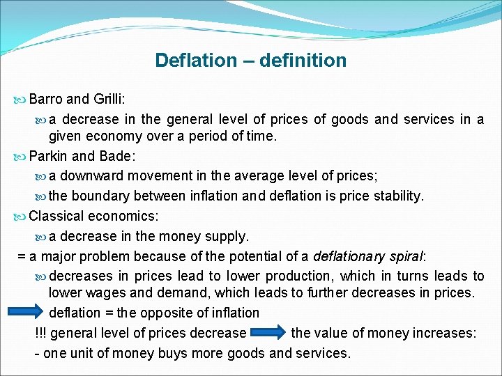 Inflation deflation and purchasing power Outline q Inflation