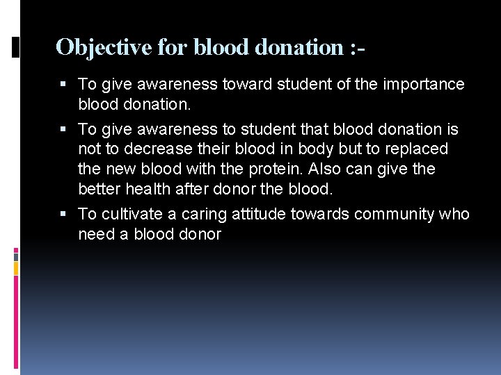 PROJECT PROPOSAL FOR BLOOD DONATION IN KPMB q