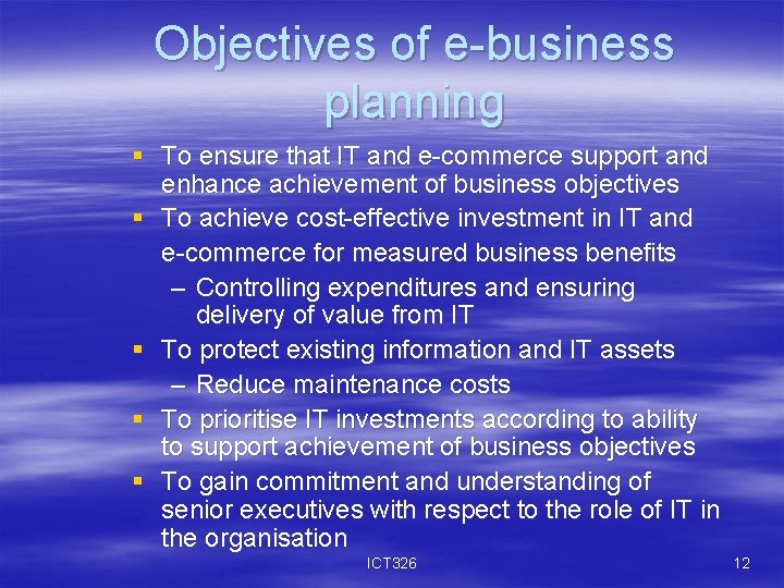 Strategic management of EBusiness Chapter 3 EBusiness strategy