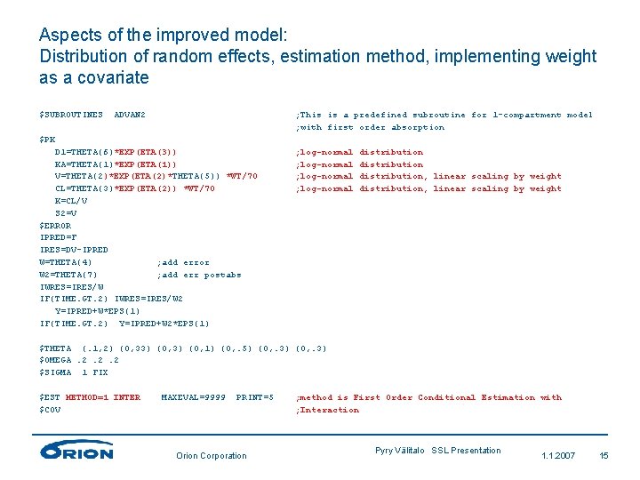 A case example Building a population pharmacokinetic model