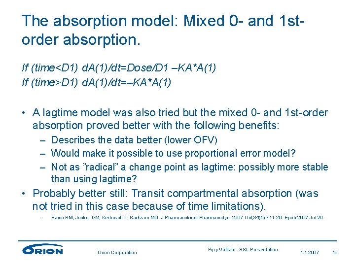 A case example Building a population pharmacokinetic model