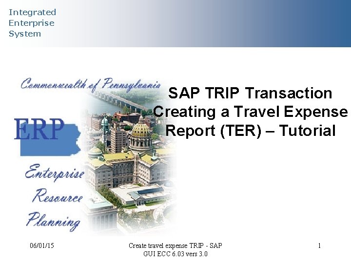 Integrated Enterprise System SAP TRIP Transaction Creating a