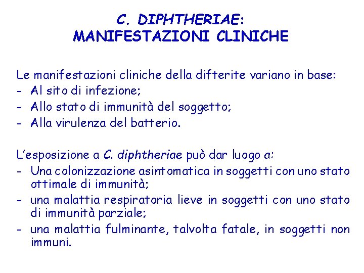 Corynebacterium diphtheriae CORYNEBACTERIUM Bacilli Grampositivi ...