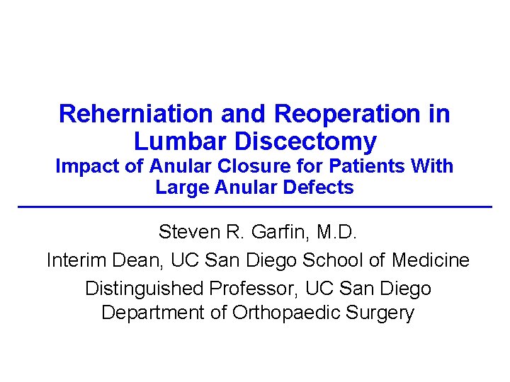 CO1 Reherniation and Reoperation in Lumbar Discectomy Impact