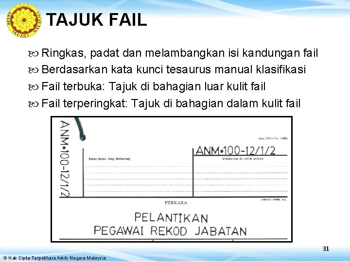 PEWUJUDAN PENAWANAN DAN PENUTUPAN FAIL Hak Cipta Terpelihara