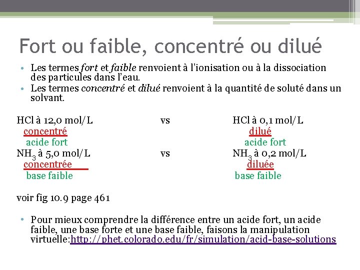 Chapitre 10 Les acides et les bases 10
