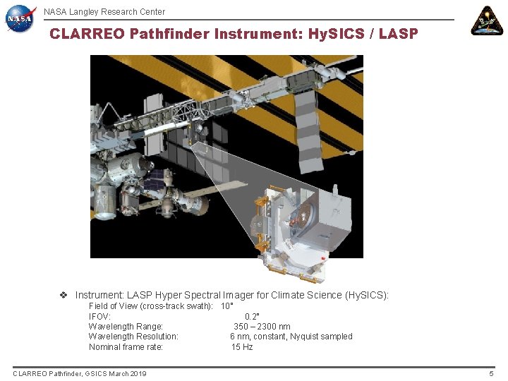 NASA Langley Research Center CLARREO Pathfinder Intercalibration ...
