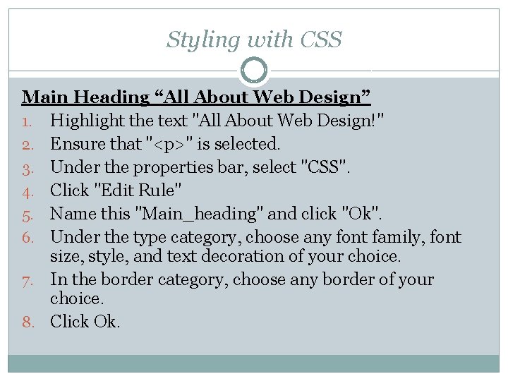 Introduction to Web Page Design INSTRUCTIONAL SUPPORT SERVICES