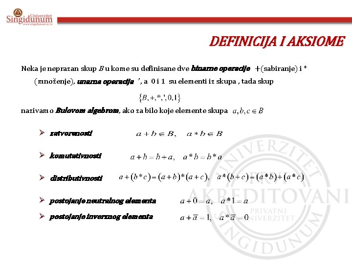BULOVA ALGEBRA Do sada su nas uili da