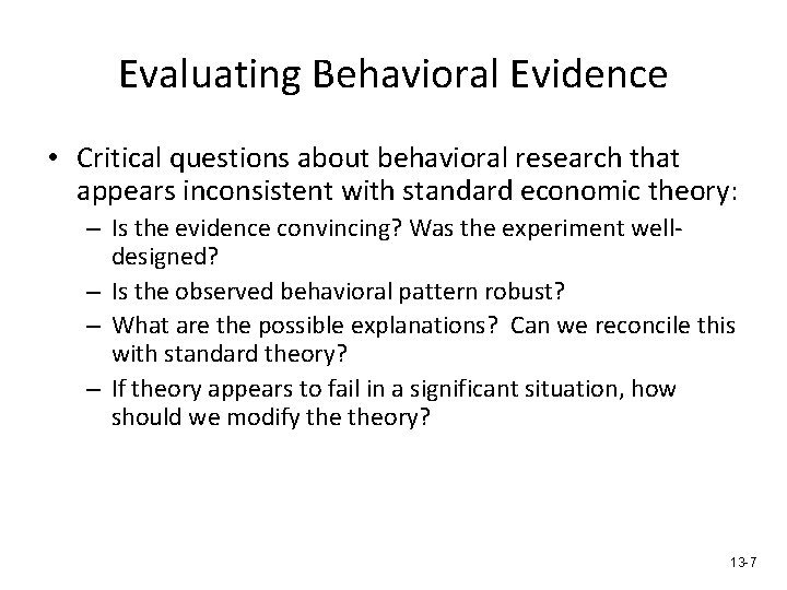 Behavioral Economics ECO 61 Microeconomic Analysis Udayan Roy