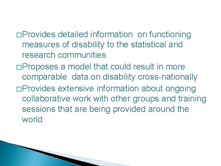 International Measurement of Disability Purpose Method and Application