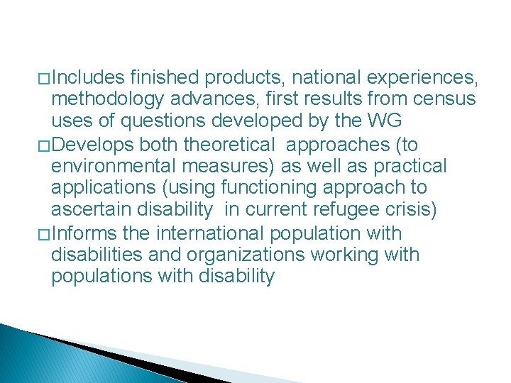 International Measurement of Disability Purpose Method and Application