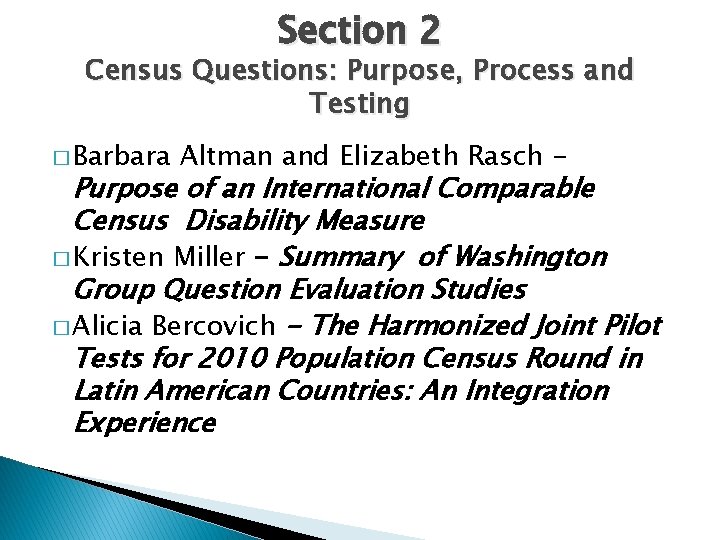 International Measurement of Disability Purpose Method and Application
