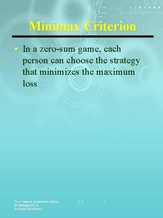 Supplement 1 Game Theory To accompany Quantitative Analysis