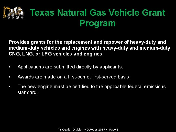 Texas Emissions Reduction Plan TERP 2017 Texas Energy