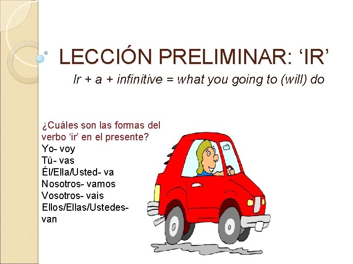 LECCIN PRELIMINAR IR Ir a infinitive what you