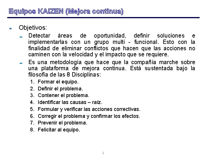 Comits Kaizen Modelo de Operacin Equipos KAIZEN Mejora