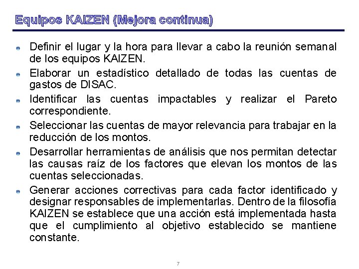 Comits Kaizen Modelo de Operacin Equipos KAIZEN Mejora