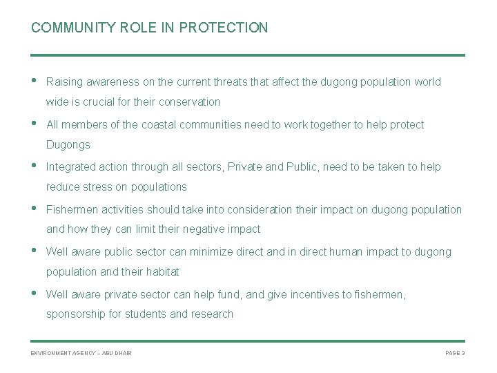 ENVIRONMENT AGENCY ABU DHABI Dugong Conservation through Community