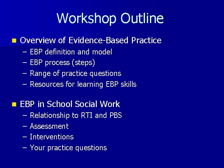 Resources for EvidenceBased School Social Work Practice Stephanie