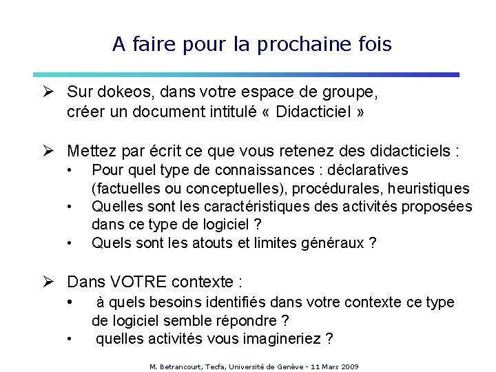 Chapitre 1 Les didacticiels et l EAO Cours