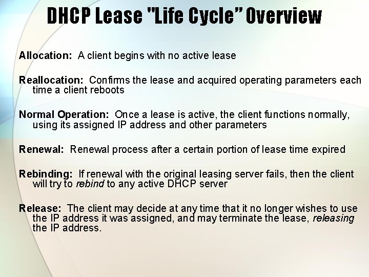 DHCP By group MLK DHCP Overview Motivation History