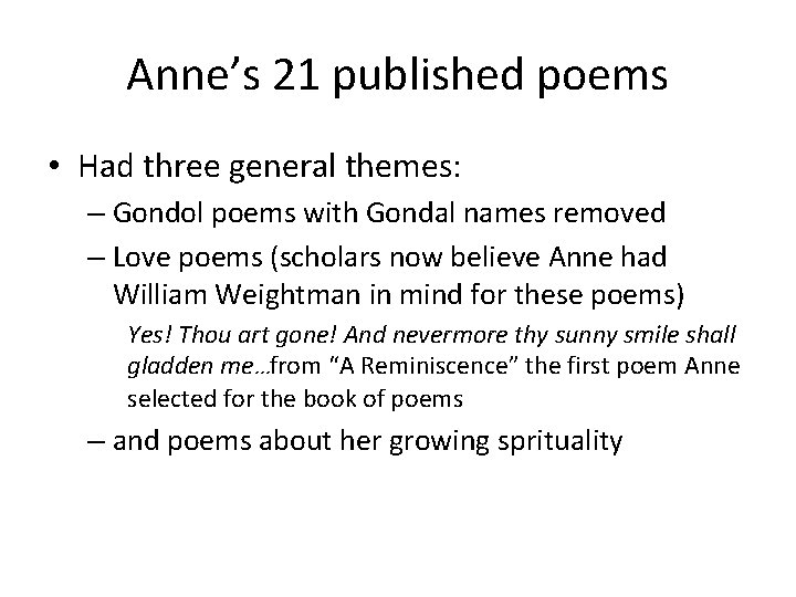 A Closer Look at the Novels of Anne