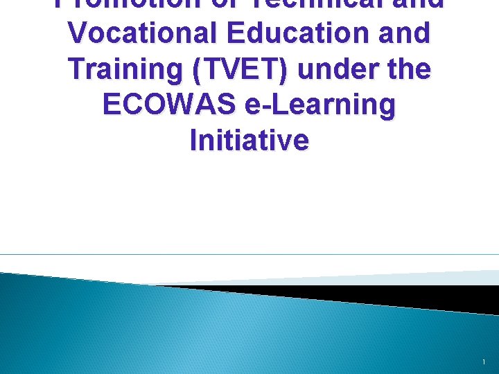 Promotion of Technical and Vocational Education and Training
