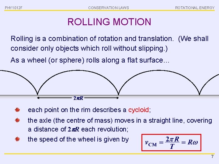 CONSERVATION LAWS PHY 1012 F ROTATION II Gregor