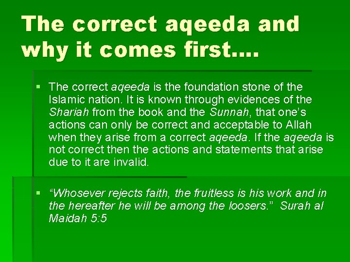 Aqeeda The Muslims Belief Definition of Aqeeda Aqada