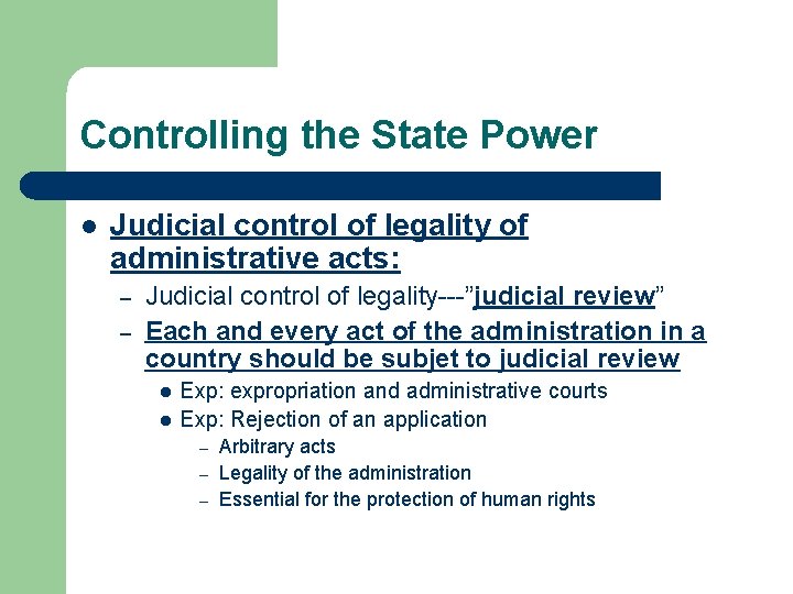 Public Law General introduction Public Law l l