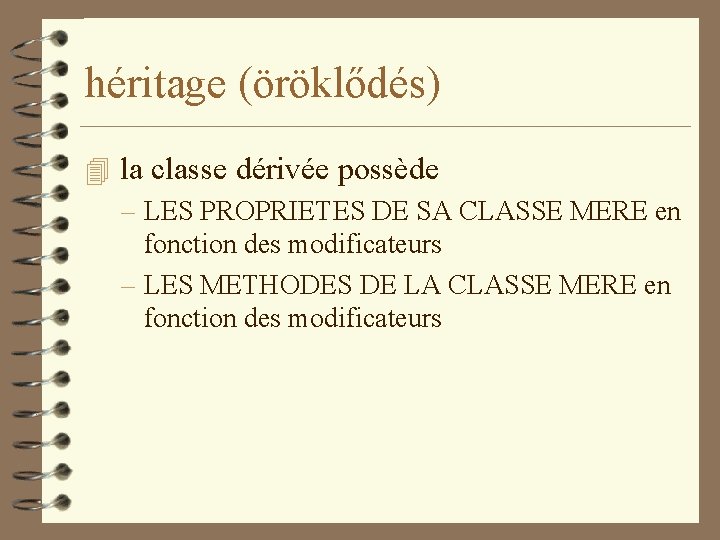 Java Hritage interfaces Menu 4 rappel package modificateurs