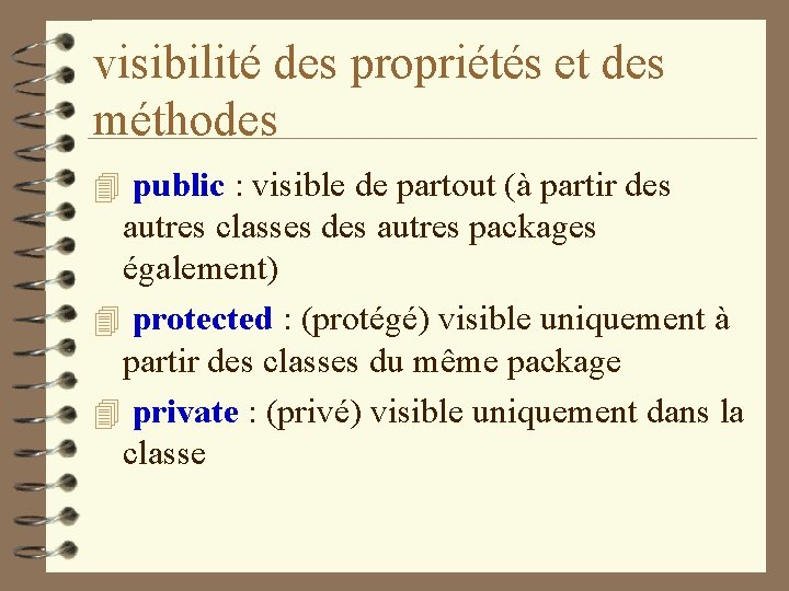 Java Hritage interfaces Menu 4 rappel package modificateurs