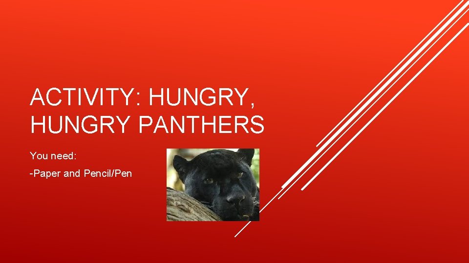 ACTIVITY HUNGRY HUNGRY PANTHERS You need Paper and