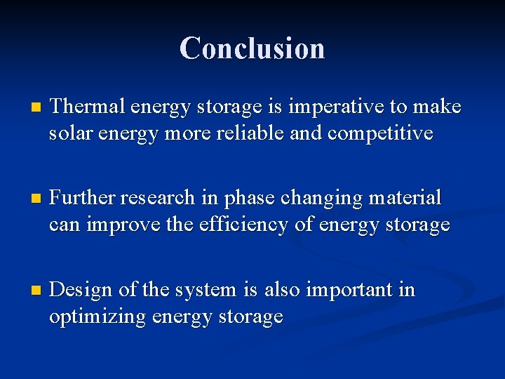 Phase Changing Material in Solar Thermal Energy Storage