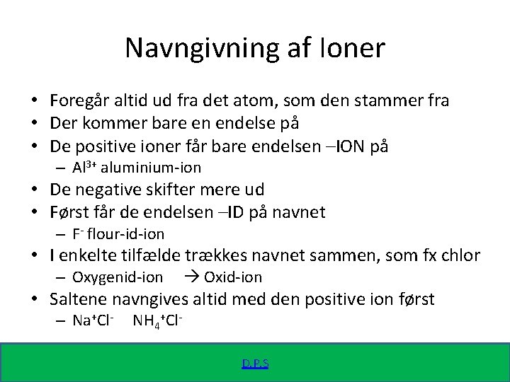 Undervisnings forlb i Det periodiske system Atomets historie