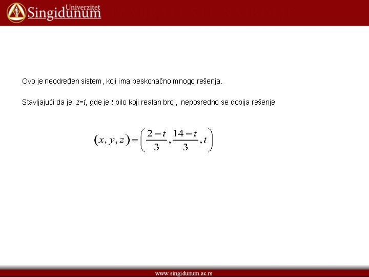 Sistemi linearnih jednaina Gausova metoda Kramerova metoda Matrina